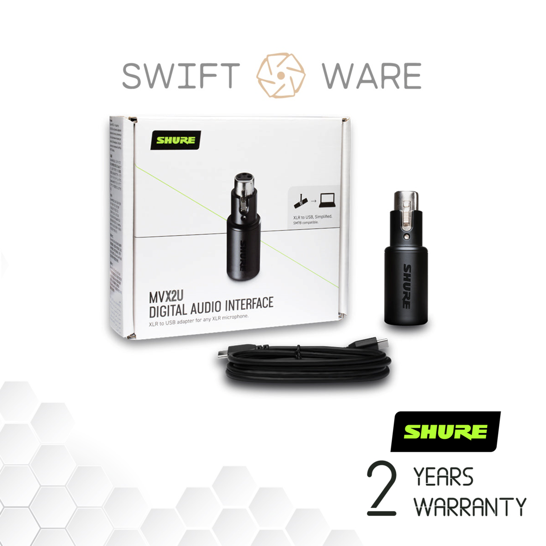 Shure MVX2U XLR-to-USB Single-Channel Interface with Headphone Output ...